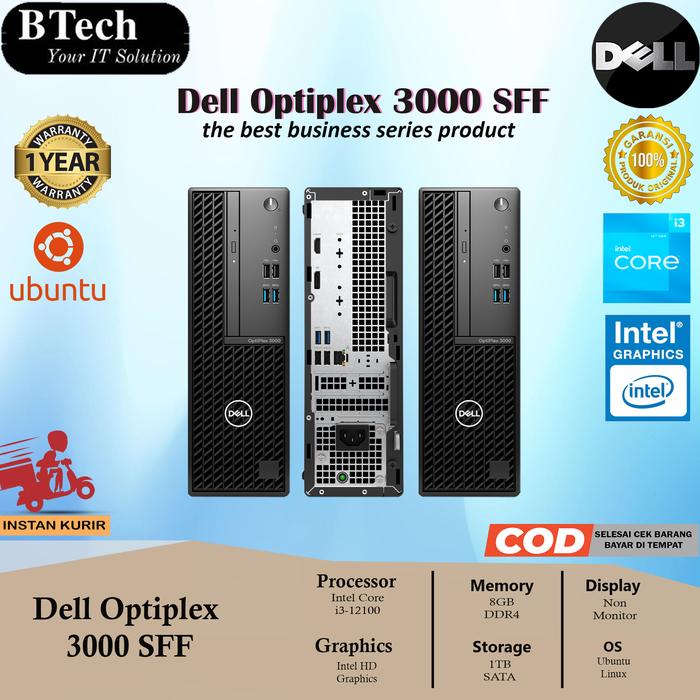 Jual PC Dell Optiplex 3000 SFF Intel Core i3-12100 8GB 1TB DVDRW DOS ...