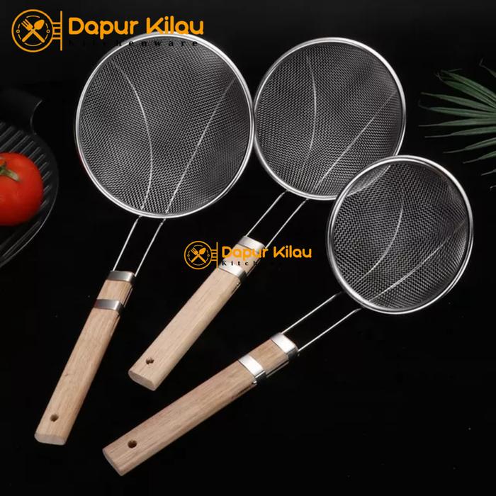 Jual Saringan Stainless Gagang Kayu Serok Tirisan Gorengan Mie Sayur ...