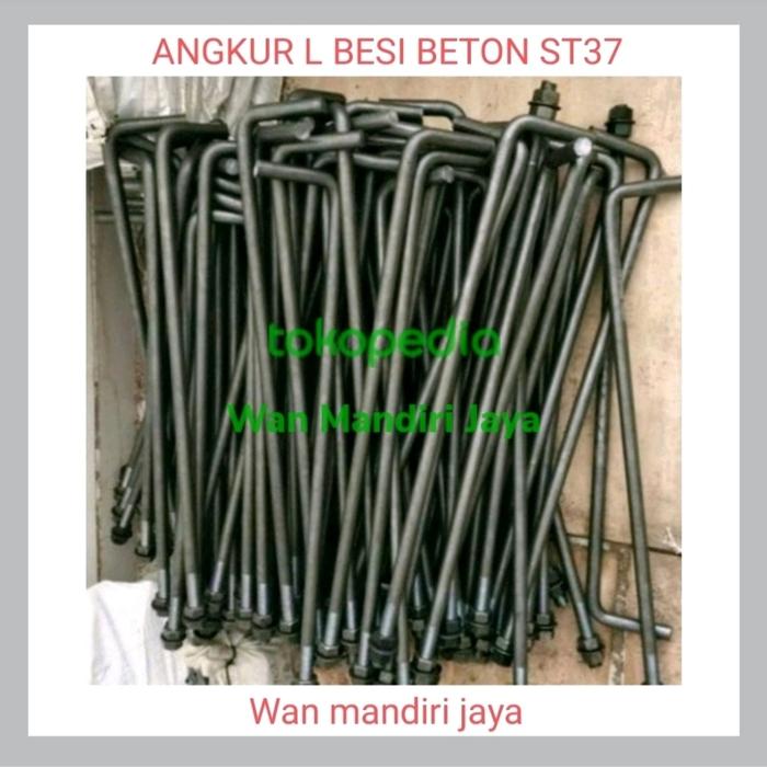 Jual angkur L beton M19 x 30cm x 10cm + 2mur + 2ring ( Besi beton hitam ...