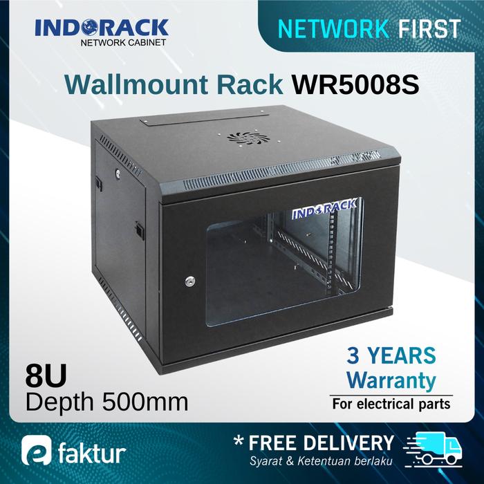 Jual WR5008S Wallmount Rack 8U Depth 500mm Single Glass Door Rak Server ...