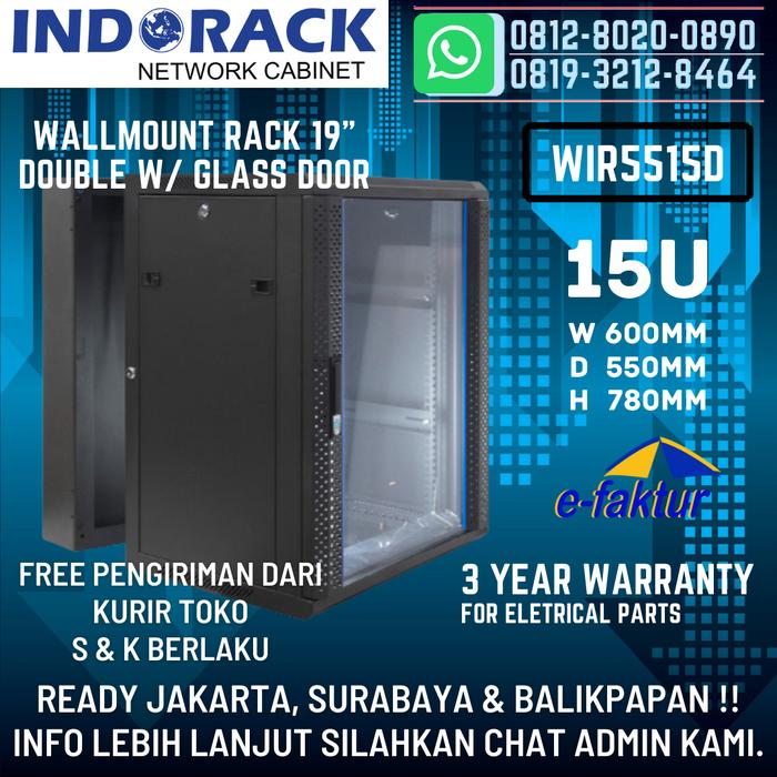 Jual INDORACK / WALLMOUNT 15U DEPTH 550MM 19 INCH / DOUBLE DOOR ...