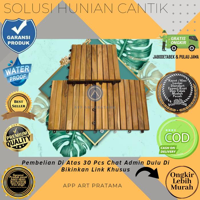 Jual Lantai Kayu Decking Tile Kayu Jati Motif Lurus Paket 36 Plus ...