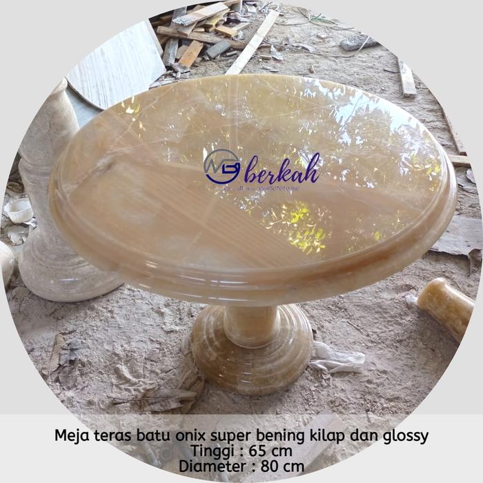 Jual Meja teras bulat ukuran pendek batu onix super kilap dan glossy ...