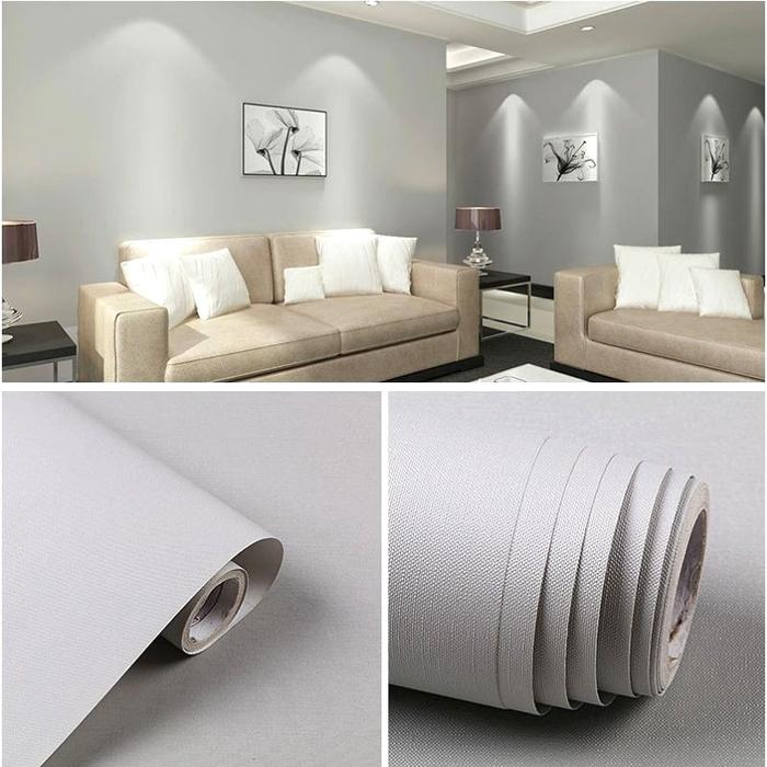 Jual wallpaper sticker dinding polos abu abu waterproof multifungsi ...