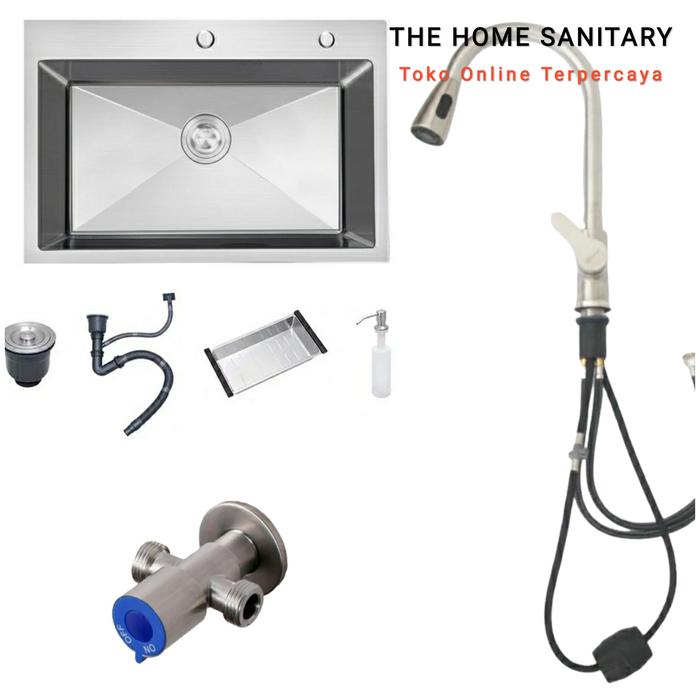 Jual Paket Lengkap Kitchen Sink INOBE 6045 Paket Kran Tarik Stainless ...
