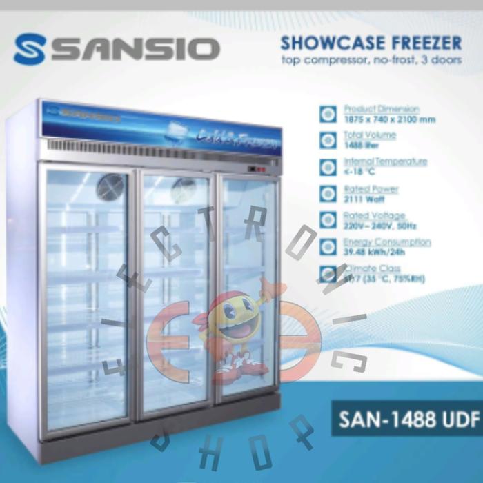 Promo Sansio San 1488 Udf Showcase Freezer 3 Pintu No Frost 1488L ...
