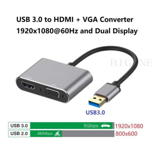 Jual Kabel Converter USB 2.0/3.0 TO VGA dan HDMI 1080p Proyektor TV ...