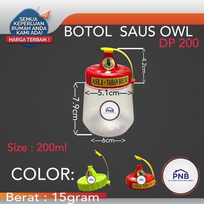 Jual Botol Saos Kecap Sambal Mayonaise Dressing Pot Owl 200 mL - Kota ...