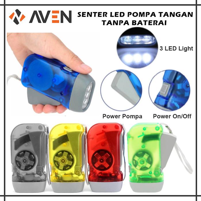Jual AVEN Senter Pompa Tangan LED Hand Press Hiking Flashlight Non ...
