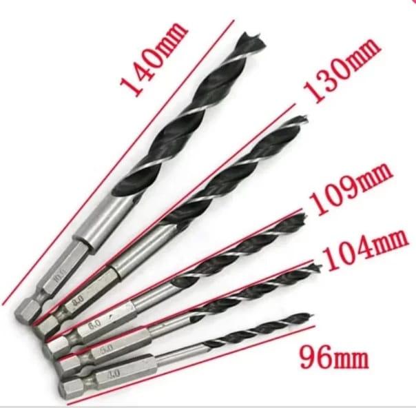 Jual Mata Bor Dowel SET 5pcs 4-5-6-8-10mm MataBor Kayu Hex Shank Anti ...