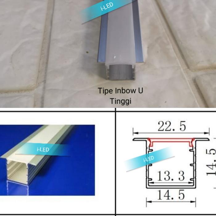 Jual Rumah Lampu Led Strip 1m 1 meter Casing Lis List Aluminium Silver ...