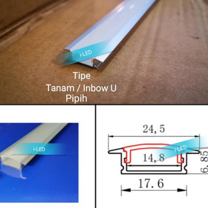 Jual Rumah Lampu Led Strip 1m 1 meter Casing Lis List Aluminium Silver ...
