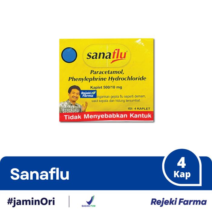 Jual Sanaflu 1 Strip isi 4 Kaplet Paracetamol - Sana Flu Obat Flu dan ...