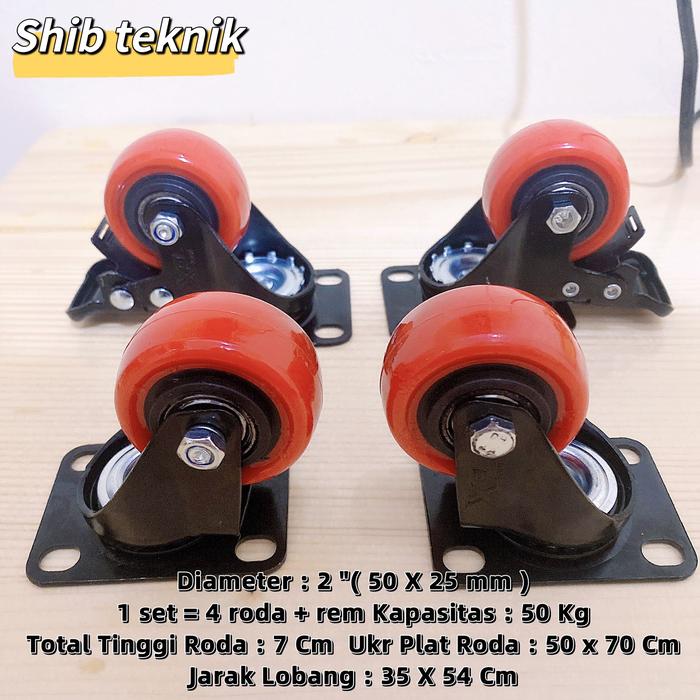 Jual roda troli 2 inch / roda set hidup mati 2in / roda PU 2inch ...
