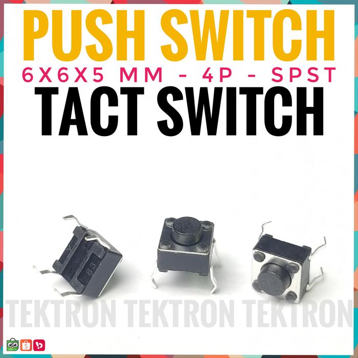 Jual Tact Switch Push On 6x6x5mm 6mm 5mm Momentary Saklar Bell Tacticle ...