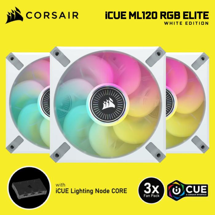 Promo CORSAIR iCUE ML120 RGB ELITE WHITE | Premium 120mm PWM - Triple ...