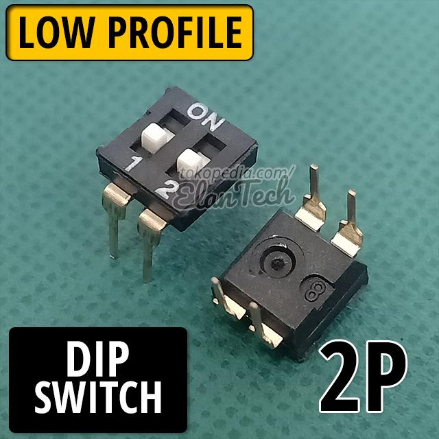Jual DIP Switch 2P Hitam LOW PROFILE Kecil 2 Pin 2.54mm Miniature ...