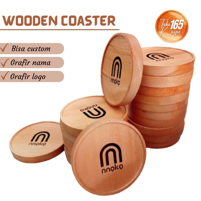 Jual WOODEN COASTERS Tatakan Gelas Kayu 10cm Bisa Custom Grafir ...