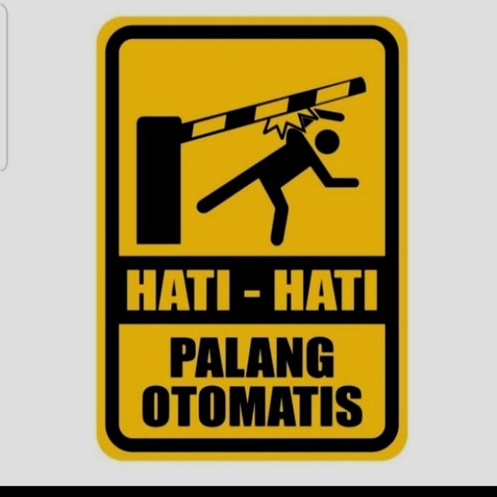 Jual stiker rambu HATI-HATI PALANG OTOMATIS / sticker sign rambu ...