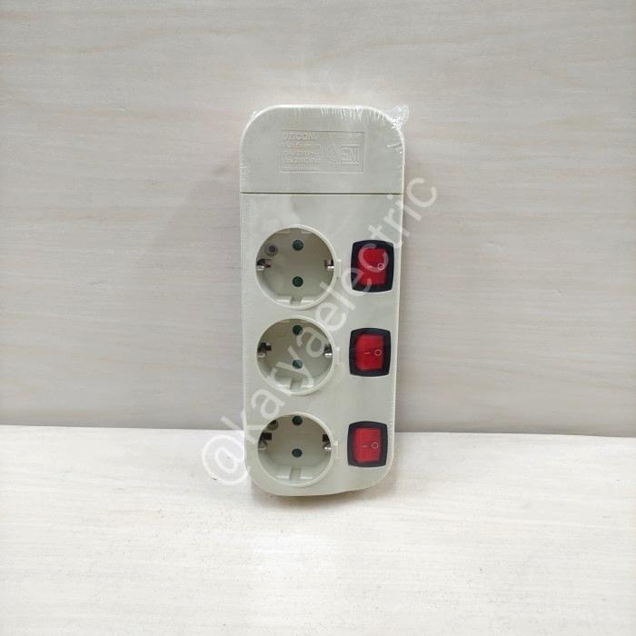 Jual STOP KONTAK UTICON 3 LUBANG SAKLAR MASING2 TANPA KABEL ST-8382 SN ...
