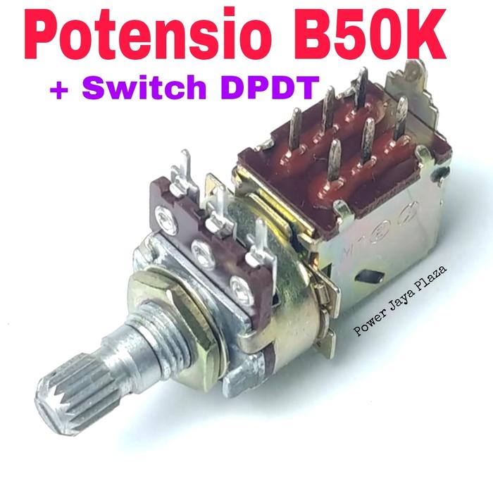 Jual Potensio mono B50K + Switch DPDT Push Pull sw potentiometer B 50K ...
