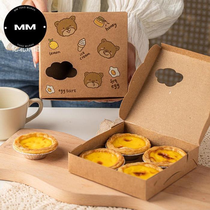 Jual 10pcs Egg Tart Box Kotak Kue Donut Dessert Box Egg Tart Box Pie ...