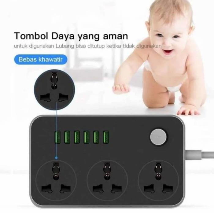 Jual Colokan terminal stop kontak 3 power sochet 6 smart usb port 10 A ...
