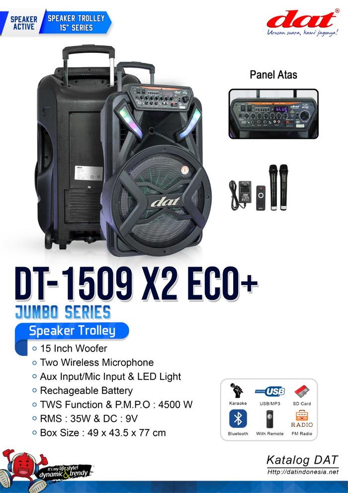 Jual SPEAKER AKTIF 15 INCH DAT DT-1509 X2 ECO+ JUMBO SERIES TROLLEY ...