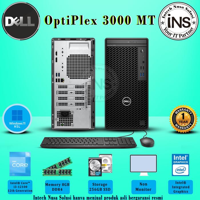 Jual CPU DELL OptiPlex 3000 MT i3-12100 8GB 1TB SATA/256GB SSD/512GB ...