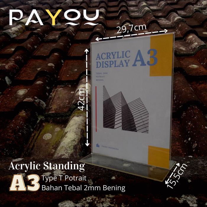 Jual Acrylic Standing A3 Type T Potrait 2MM/ Akrilik Display/ Brosur ...
