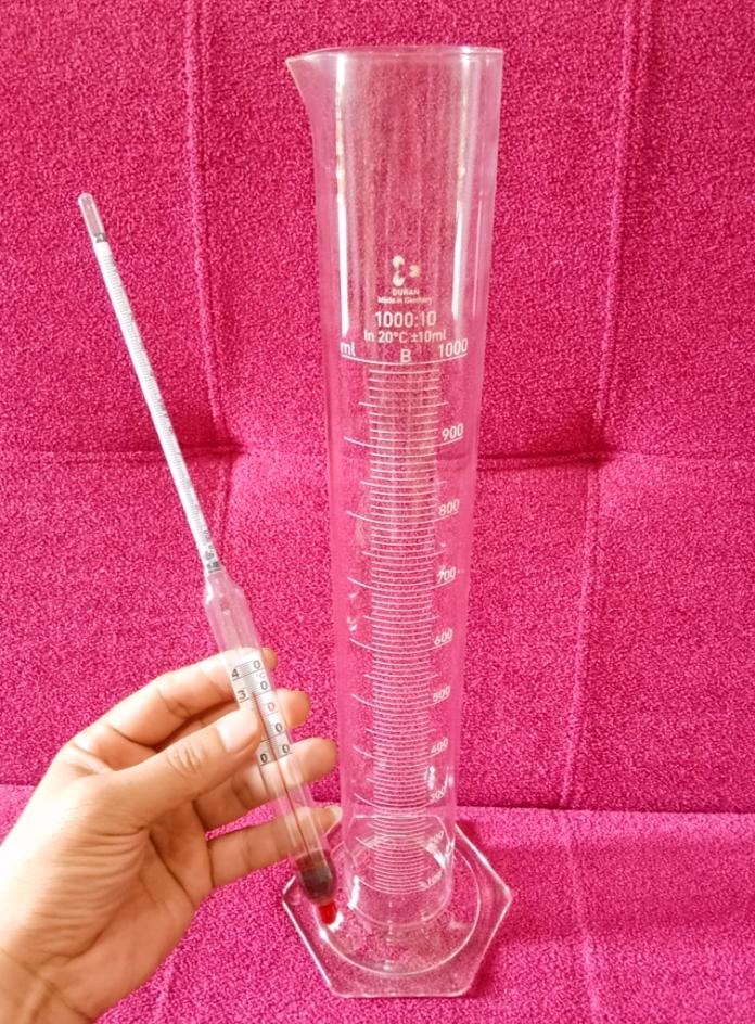 Jual Hydrometer with Thermometer Bensin Plus Gelas Ukur Kaca Duran 1 ...