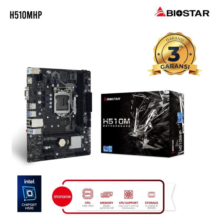 Jual Motherboard Intel BIOSTAR H510MHP (1200, H510, DDR4) - Jakarta ...