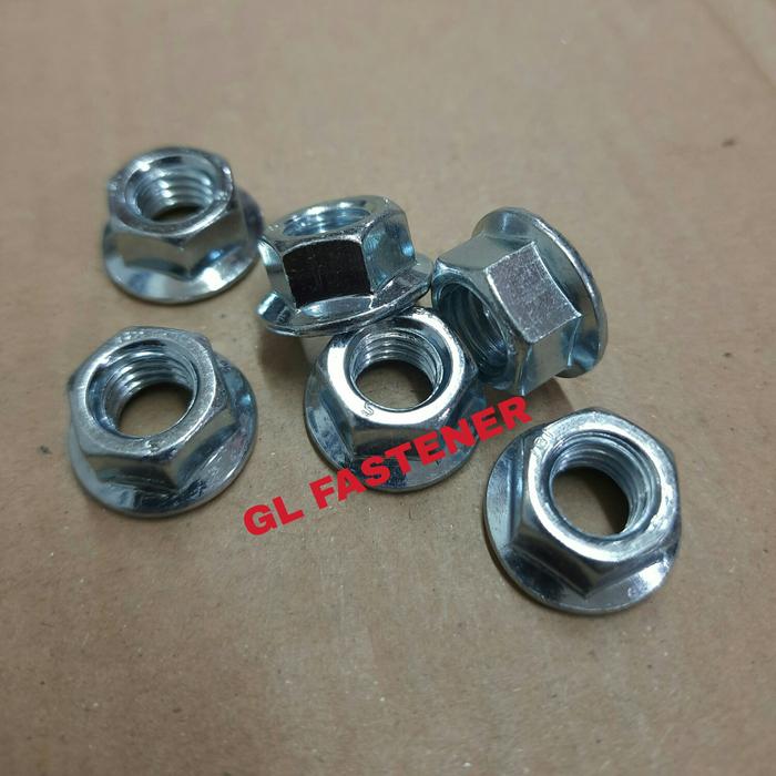 Jual Flange Nut M8 Putih / Mur Flange / Besi Kunci 13 P1.25 - Jakarta ...