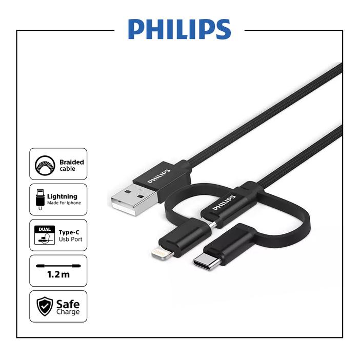 Promo Philips DLC5204T Premium braided 3-in-1 cable / DLC 5204 ...