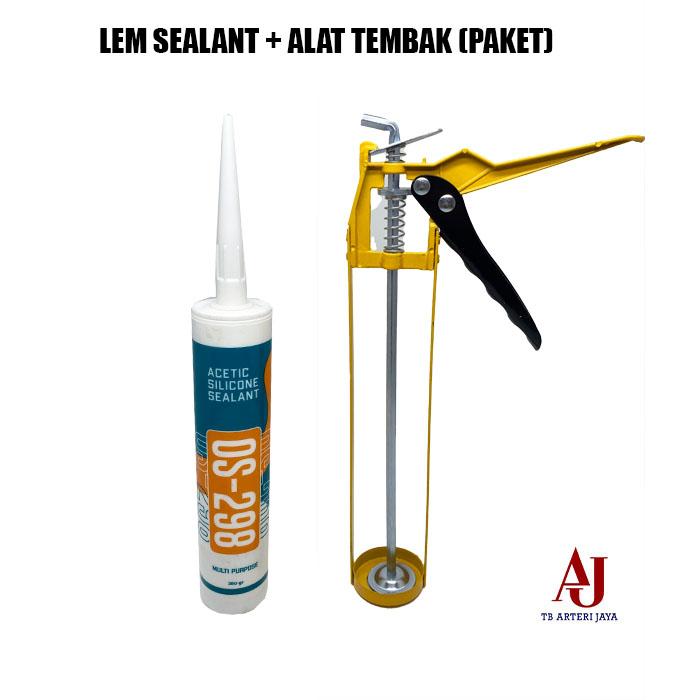 Jual Lem Silicone Sealant Lem Kaca Akuarium Os 298 + Alat Tembak ...