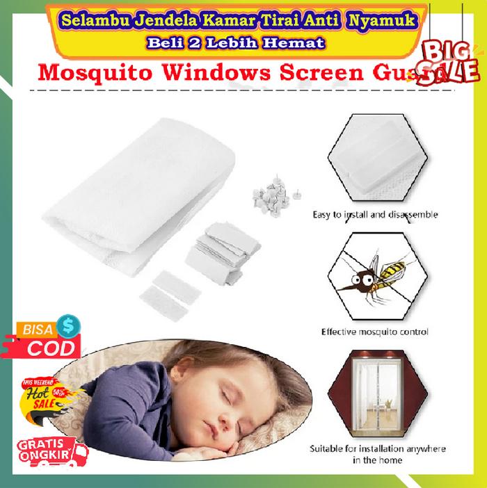 Promo Slambu Jendela kamar tirai anti nyamuk ukuran 150 x 130 cm Putih ...