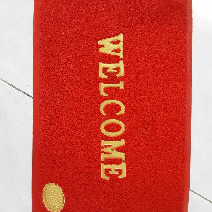 Jual KESET KAKI ANTI SLIP BIHUN MOTIF WELCOME 40CM X 60CM - Merah ...