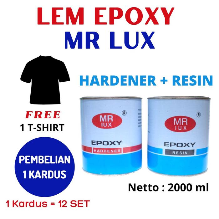 Jual 12 Set Lem EPOXY 2 Komponen MR LUX Kemasan 2000 Gram FREE KAOS ...