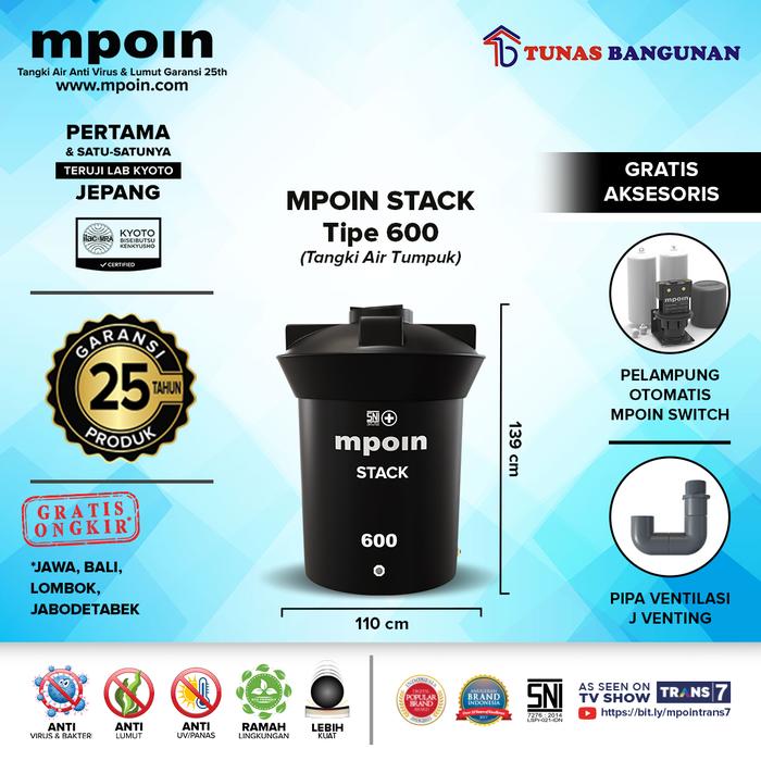 Jual Toren Tangki Air Tumpuk MPoin STACK 600/1200 Liter - 600 Liter ...