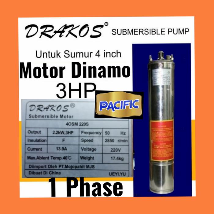 Jual Dinamo Motor pompa satelit DRAKOS 3Hp 1Phase 4OSM-220S submersible ...