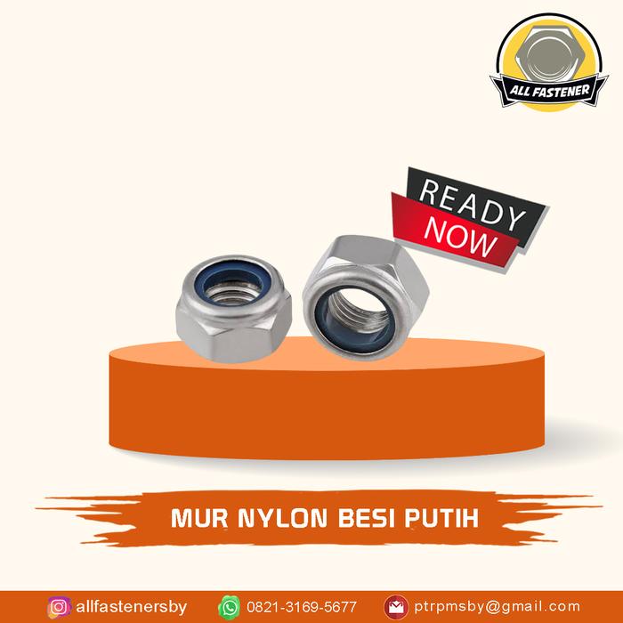 Jual LOCK NUT / MUR NYLON GALVANIS UCP PUTIH, M8 X P1.25 K13 - Kota ...