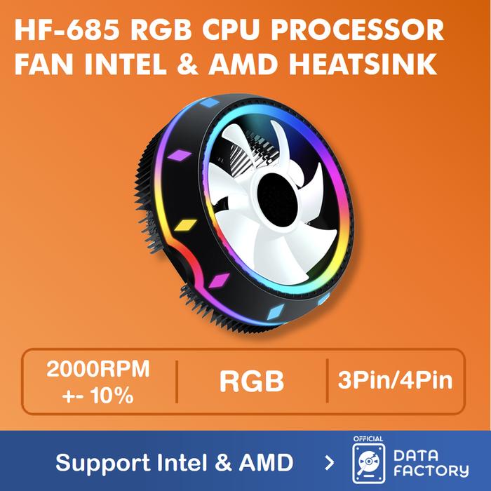 Jual CPU FAN RGB HF-685 COOLER HEATSINK SUPPORT INTEL AMD PROCESSOR ...