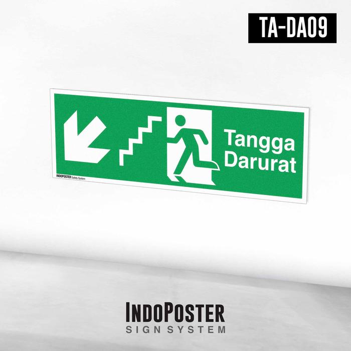 Jual Stiker label K3 safety arah tangga darurat kiri bawah - L - Kab ...