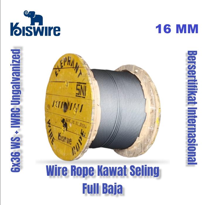 Jual Wire Rope / Kawat Seling Dia 16 mm 6x36 WS + IWRC Ungalvanized ...