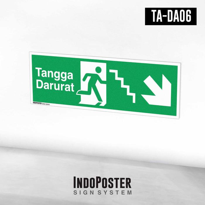 Jual Stiker label K3 safety arah tangga darurat kanan bawah - L - Kab ...