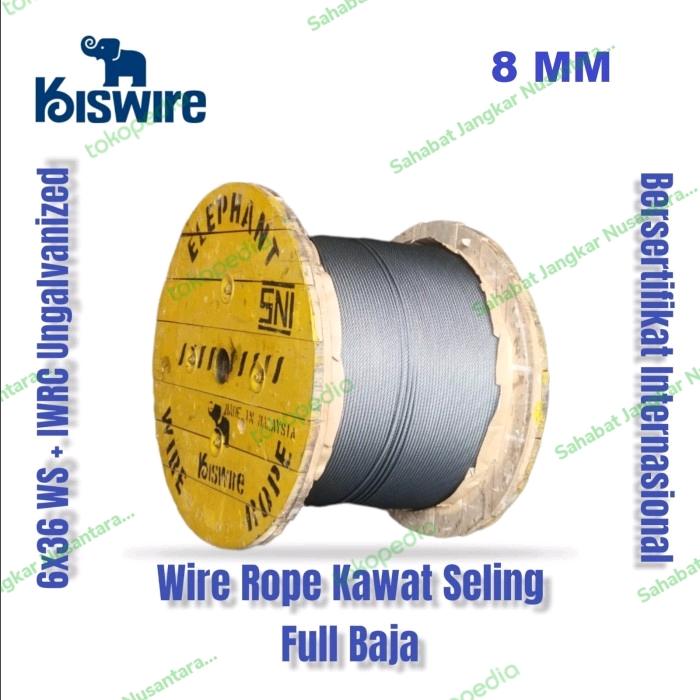 Jual Wire Rope / Kawat Seling Dia 8 mm 6x36 WS + IWRC Ungalvanized ...