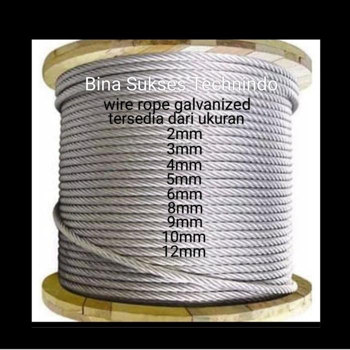 Jual kawat seling 6x12 HC 10mm galvanis / kabel wire rope galvanized 10 ...