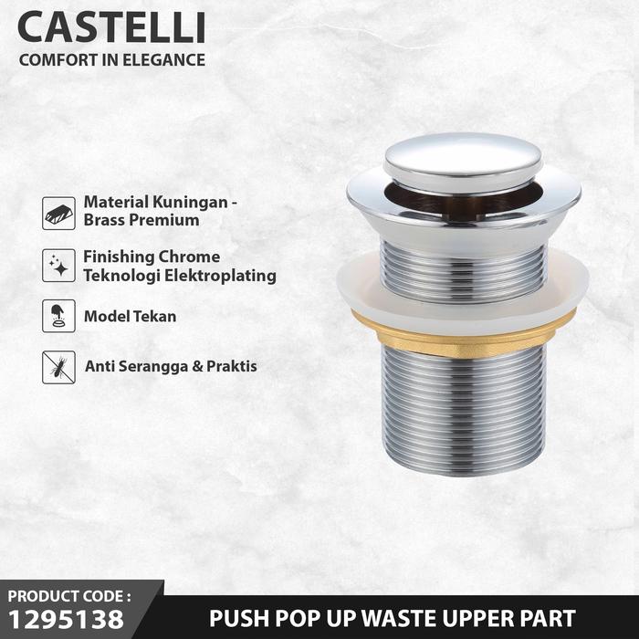 Promo CASTELLI 1295138 Afur Wastafel Push Pop Up Waste Upper Part Small ...