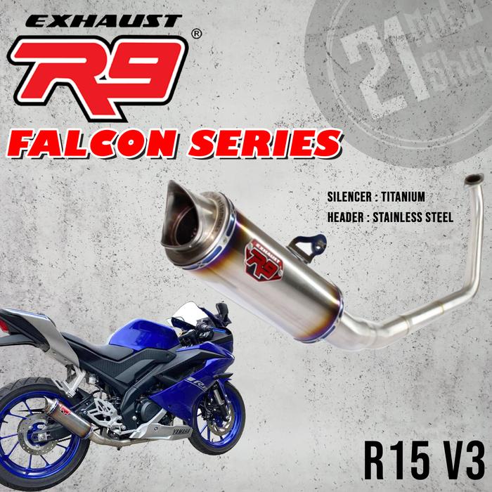 Jual Knalpot R9 Falcon Series R15 V3 Titanium SS Original Full System ...