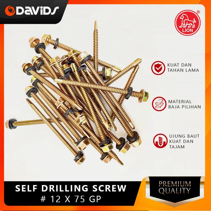 Jual Baut Roofing Sekrup Baja Ringan Skrup Drilling Galvalum 12X75 LION - Kota Malang - DAVIDs ...